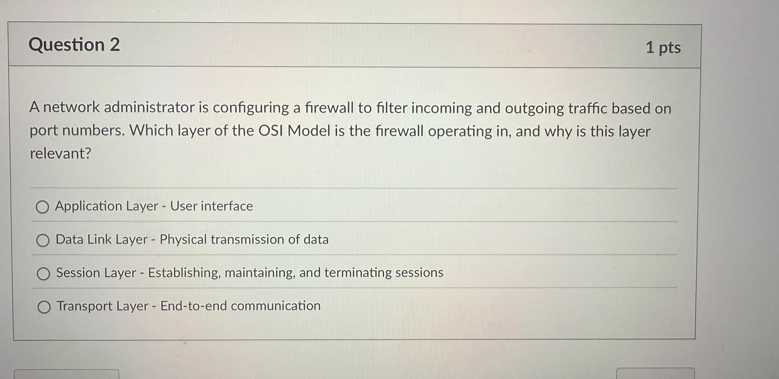 Solved Question 2A network administrator is configuring a | Chegg.com