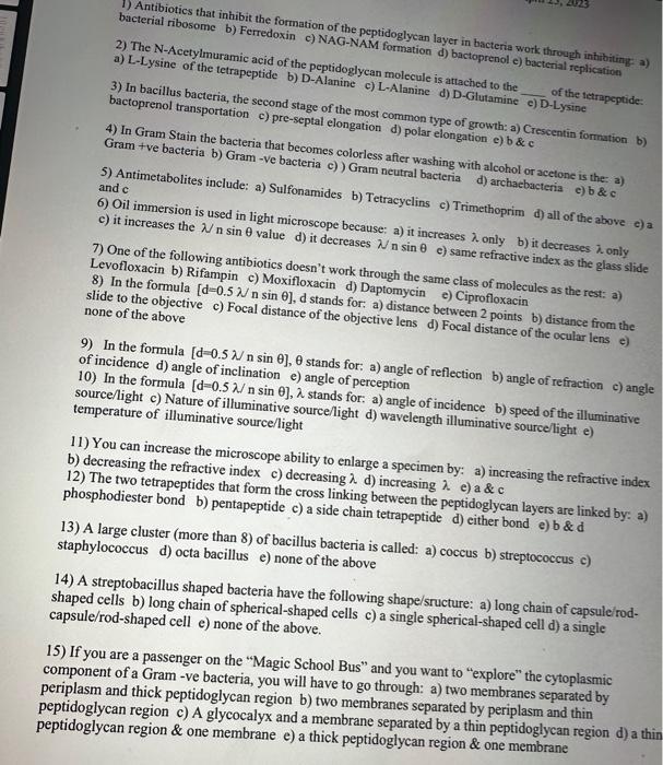 Solved AM formation d) bactoprenol work throuph inhibiting: | Chegg.com