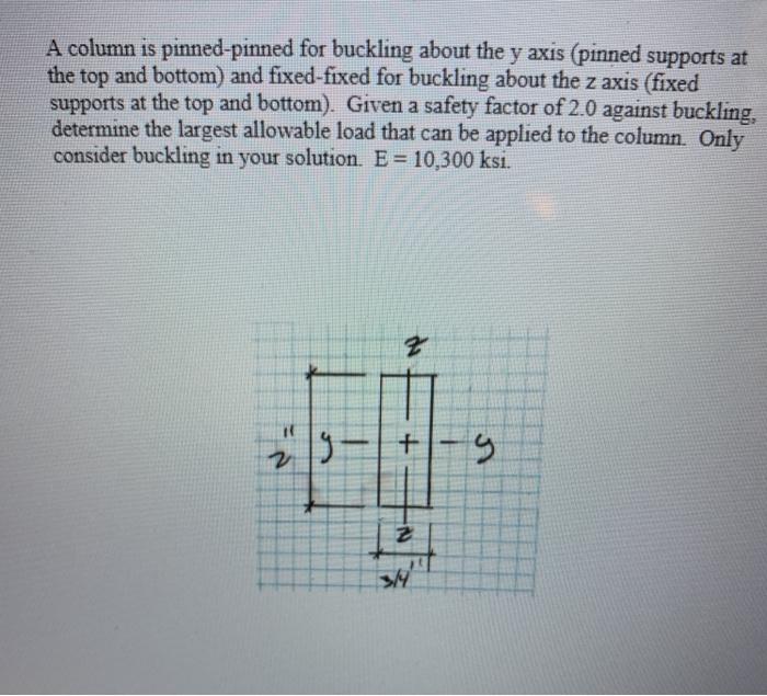 Solved A column is pinned-pinned for buckling about the y | Chegg.com