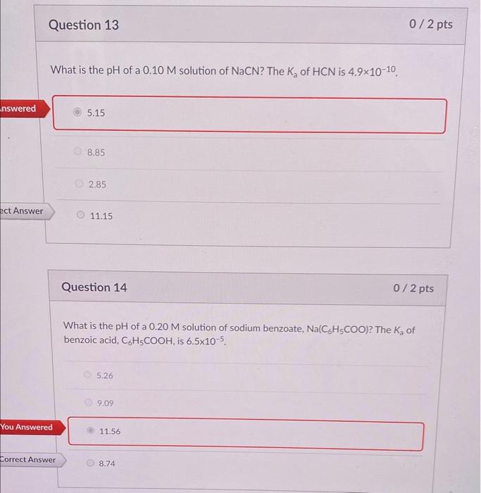 Solved What is the pH of a 0.10M solution of NaCN ? The Ka | Chegg.com
