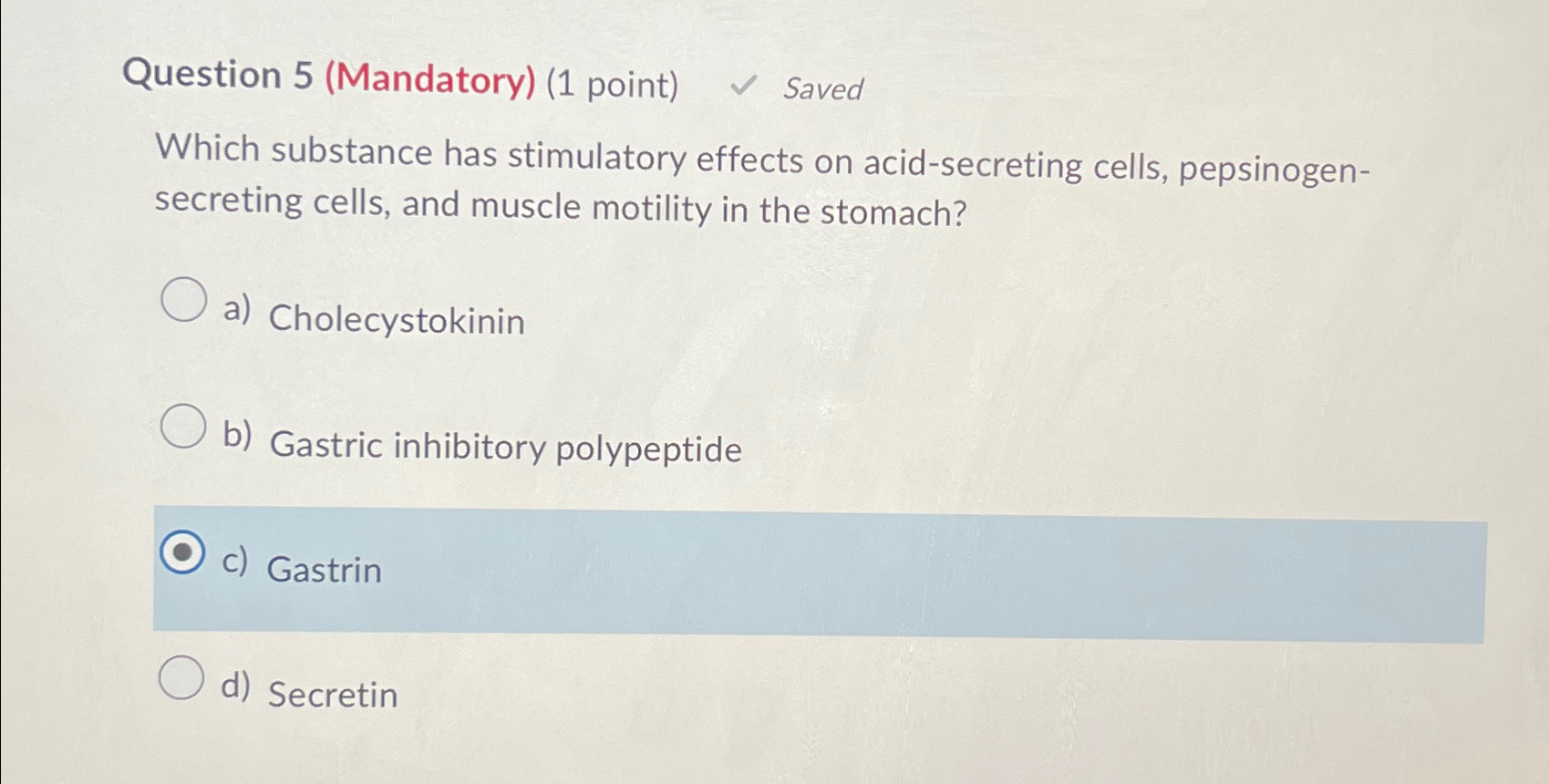 Solved Question 5 (Mandatory) (1 ﻿point) ﻿SavedWhich | Chegg.com