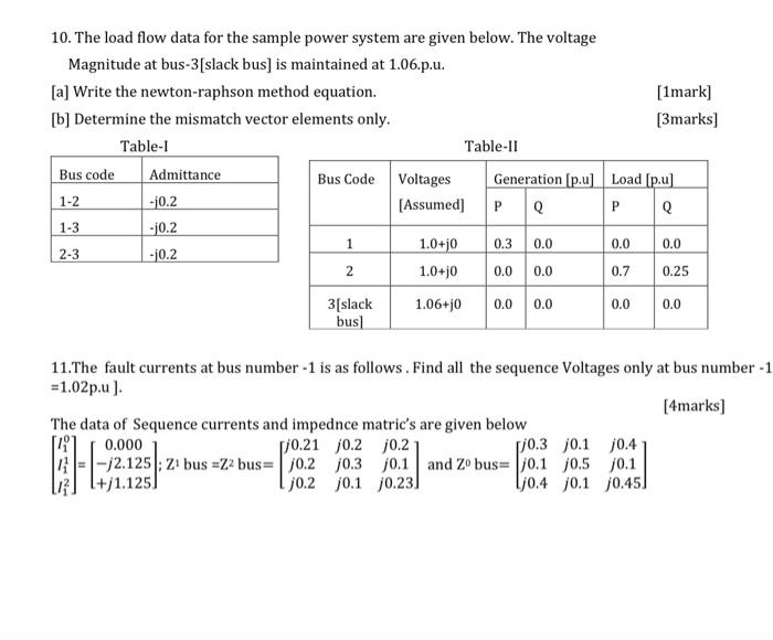 Solved 10. The load flow data for the sample power system | Chegg.com