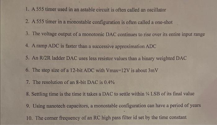 Solved 1. A 555 timer used in an astable circuit is often | Chegg.com
