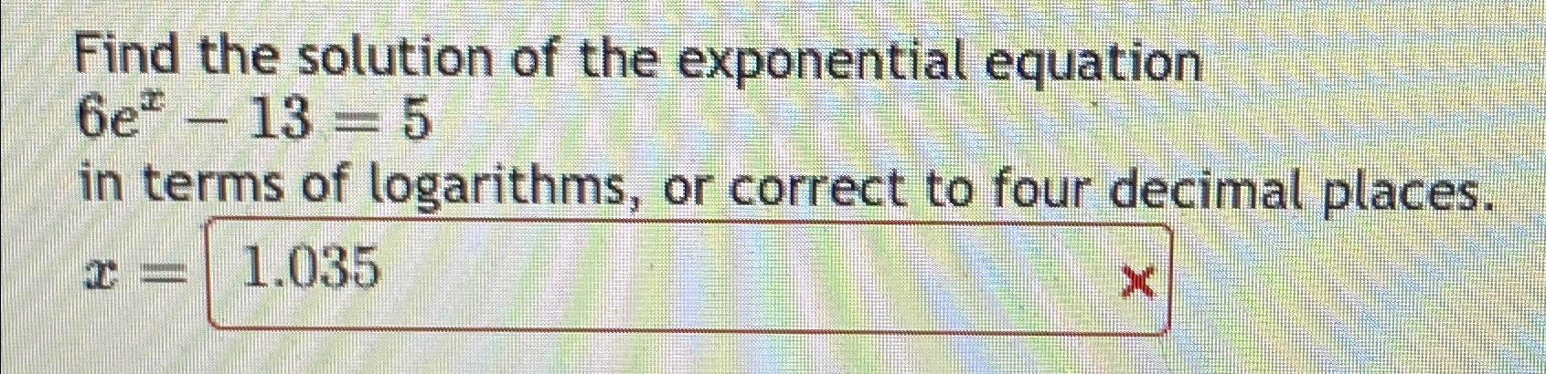 Solved Find the solution of the exponential equation | Chegg.com
