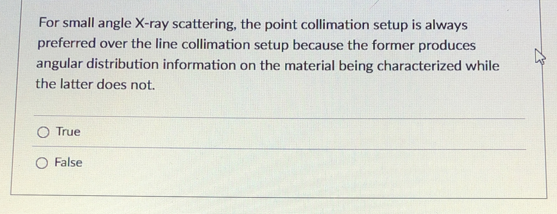 Solved For small angle X -ray scattering, the point | Chegg.com