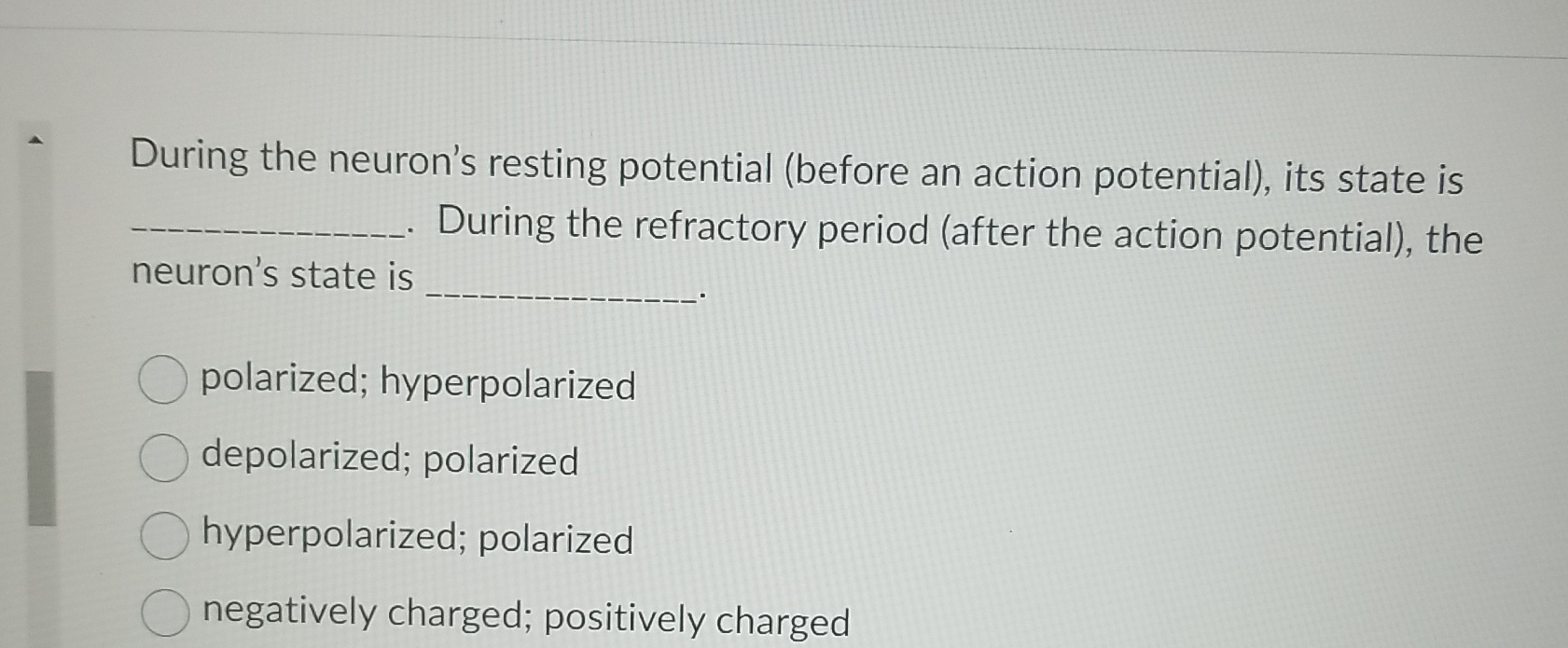 Solved During the neuron's resting potential (before an | Chegg.com