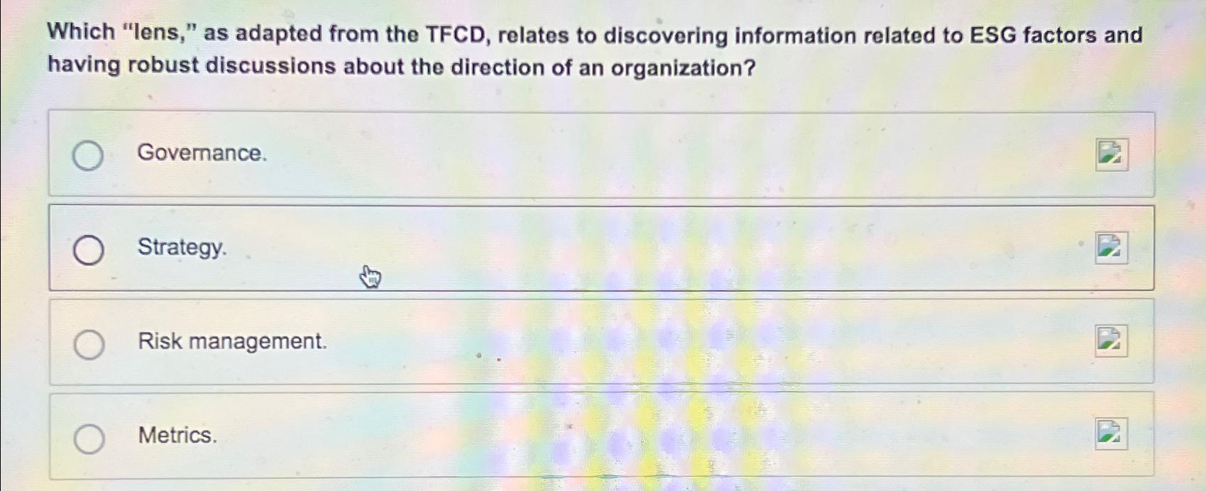 Solved Which "lens," as adapted from the TFCD, ﻿relates to | Chegg.com