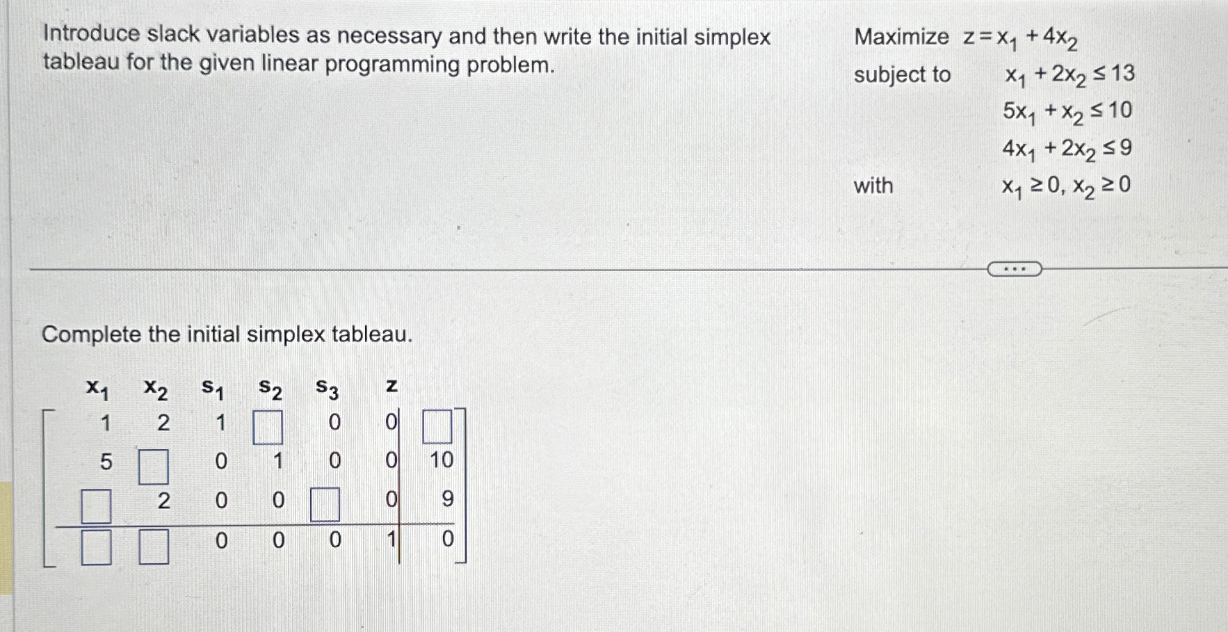 Solved Introduce slack variables as necessary and then write | Chegg.com