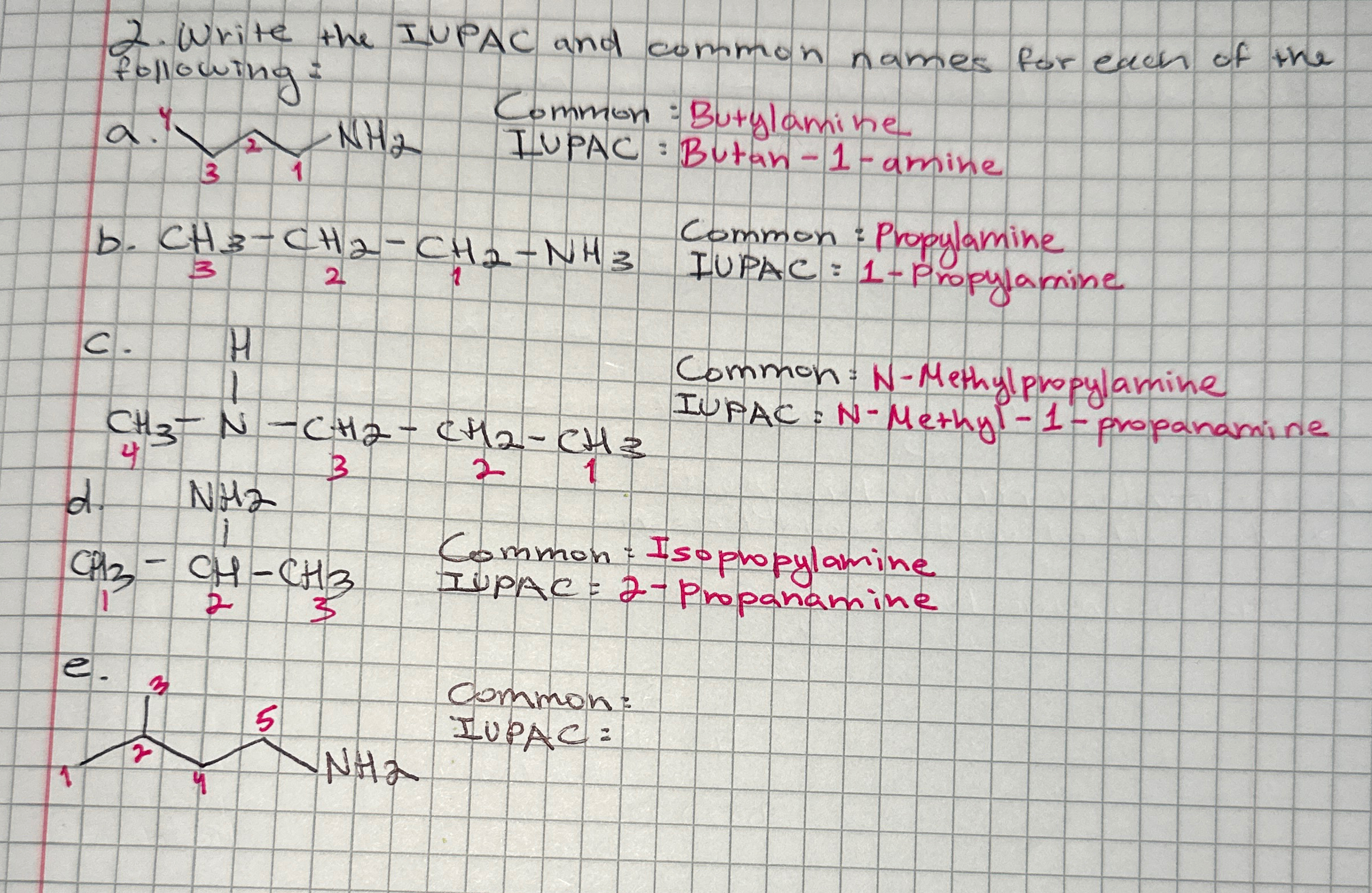 Solved Write the IUPAC and common names for e? | Chegg.com