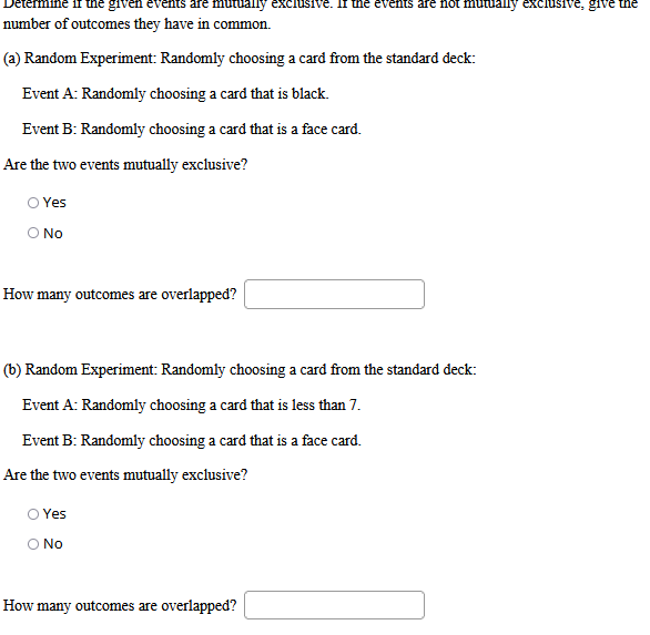 Solved number of outcomes they have in common.(a) ﻿Random | Chegg.com