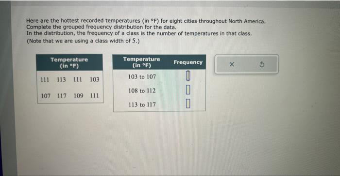 Solved Here are the hottest recorded temperatures (in oF) | Chegg.com