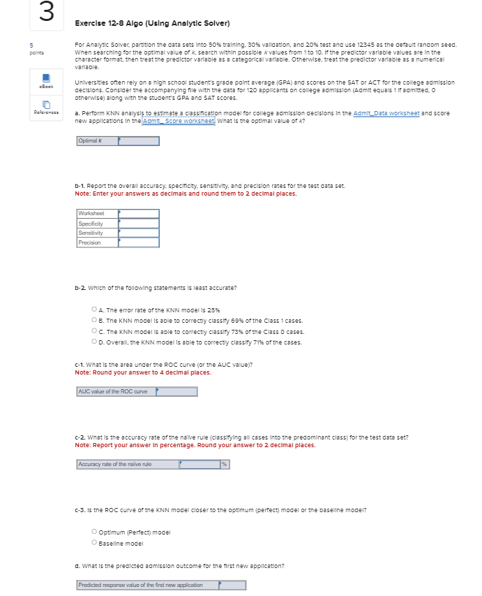 Exerclse 12-8 ﻿Algo (Using Analytlc Solver)For | Chegg.com