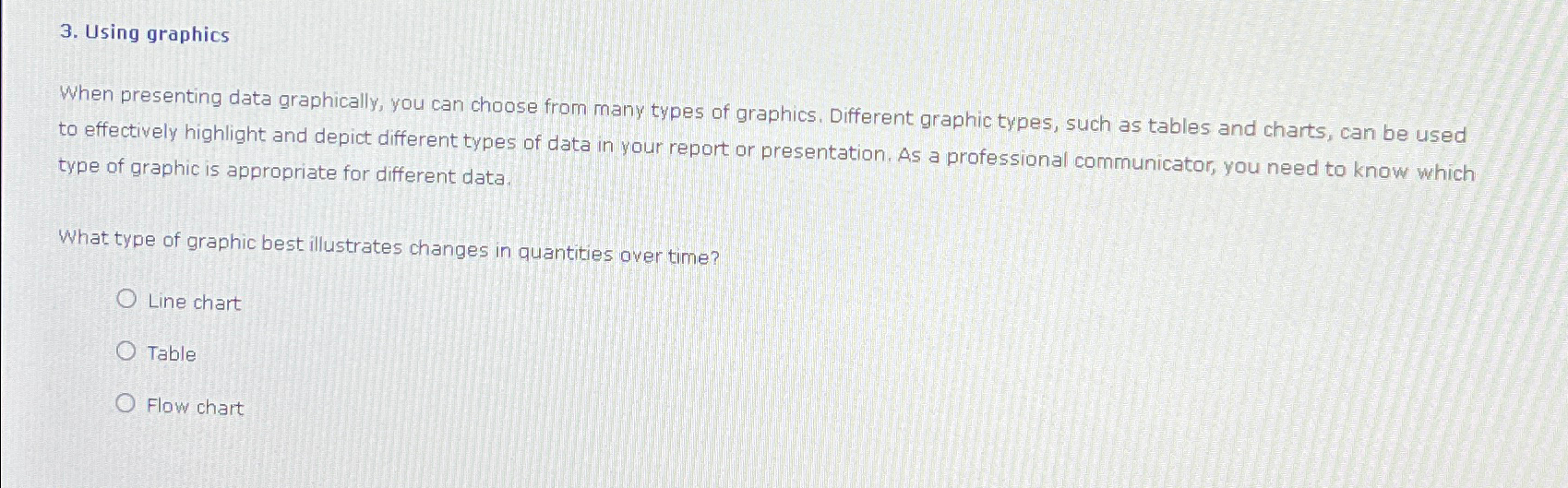 Solved Using graphicsWhen presenting data graphically, you | Chegg.com