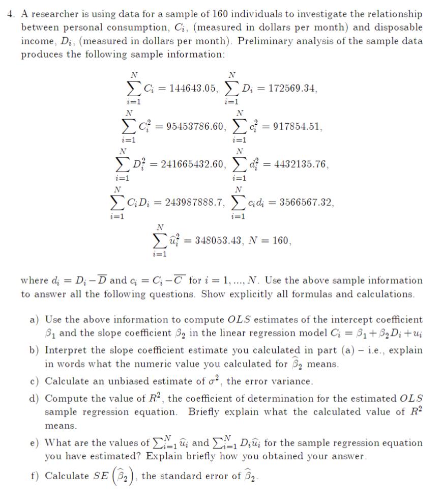 Solved A researcher is using data for a sample of 160 | Chegg.com