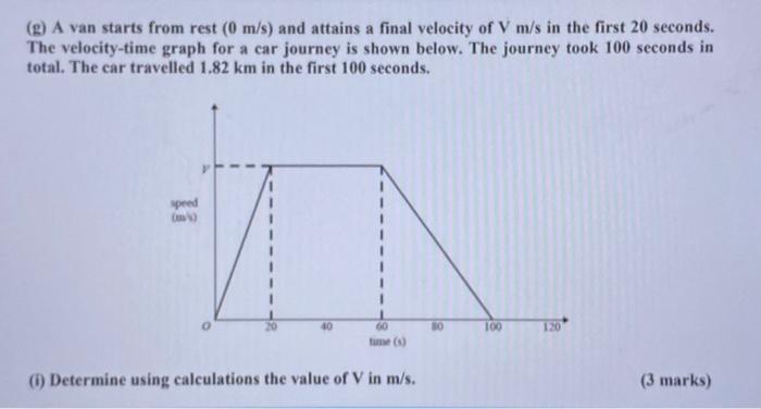 Solved (g) A van starts from rest (0 m/s) and attains a | Chegg.com