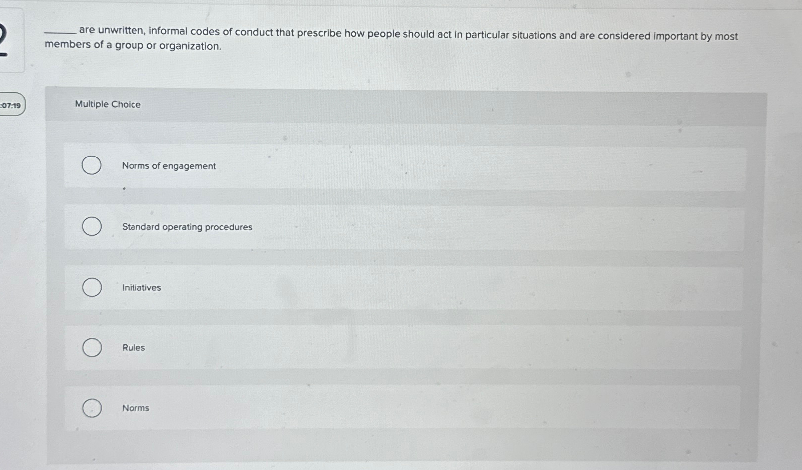 Solved are unwritten, informal codes of conduct that | Chegg.com