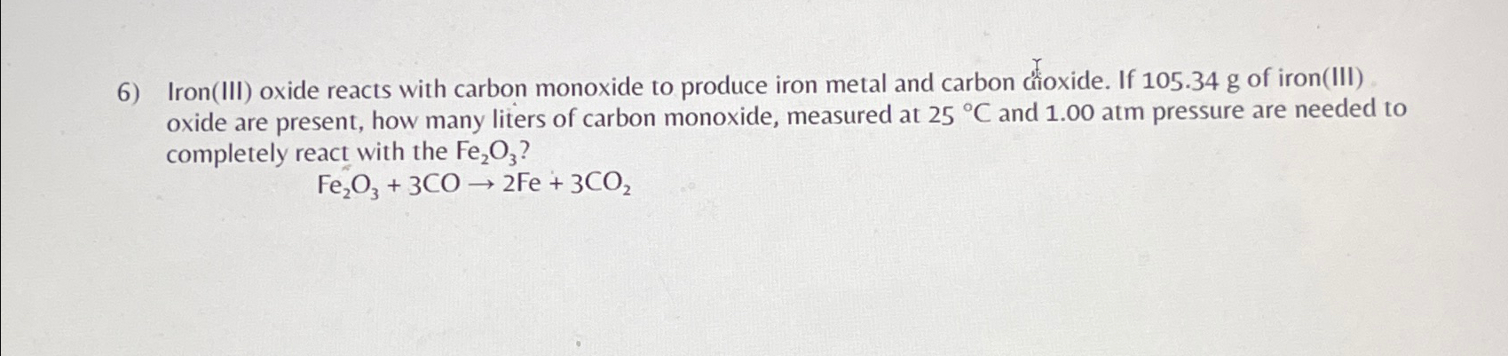 Solved Iron Iii Oxide Reacts With Carbon Monoxide To