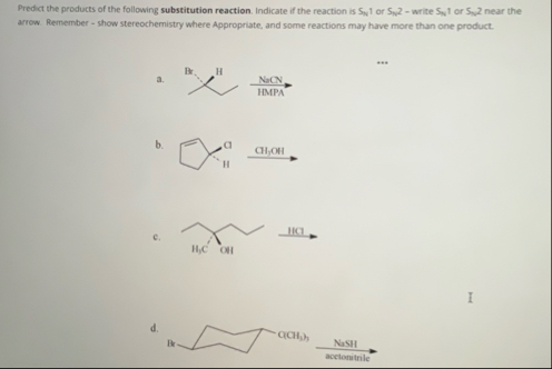 Solved Predict the products of the following substitution | Chegg.com