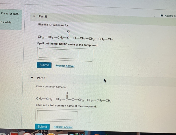 Solved each Part A Give the IUPAC name for | Chegg.com