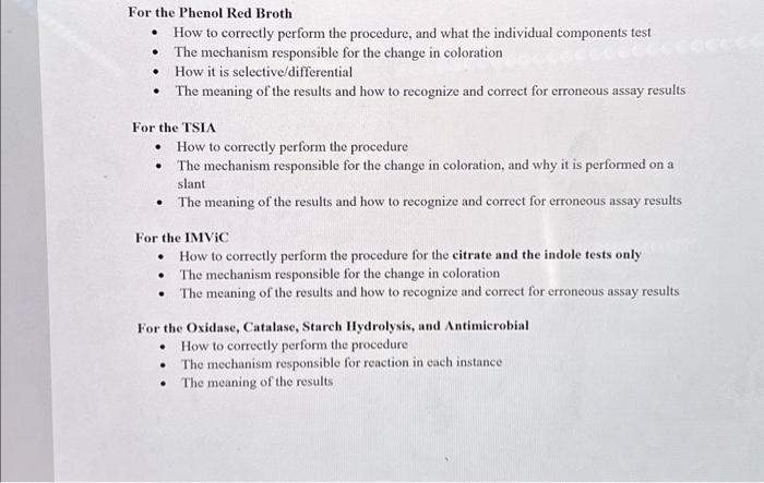 Solved For the Phenol Red Broth - How to correctly perform | Chegg.com