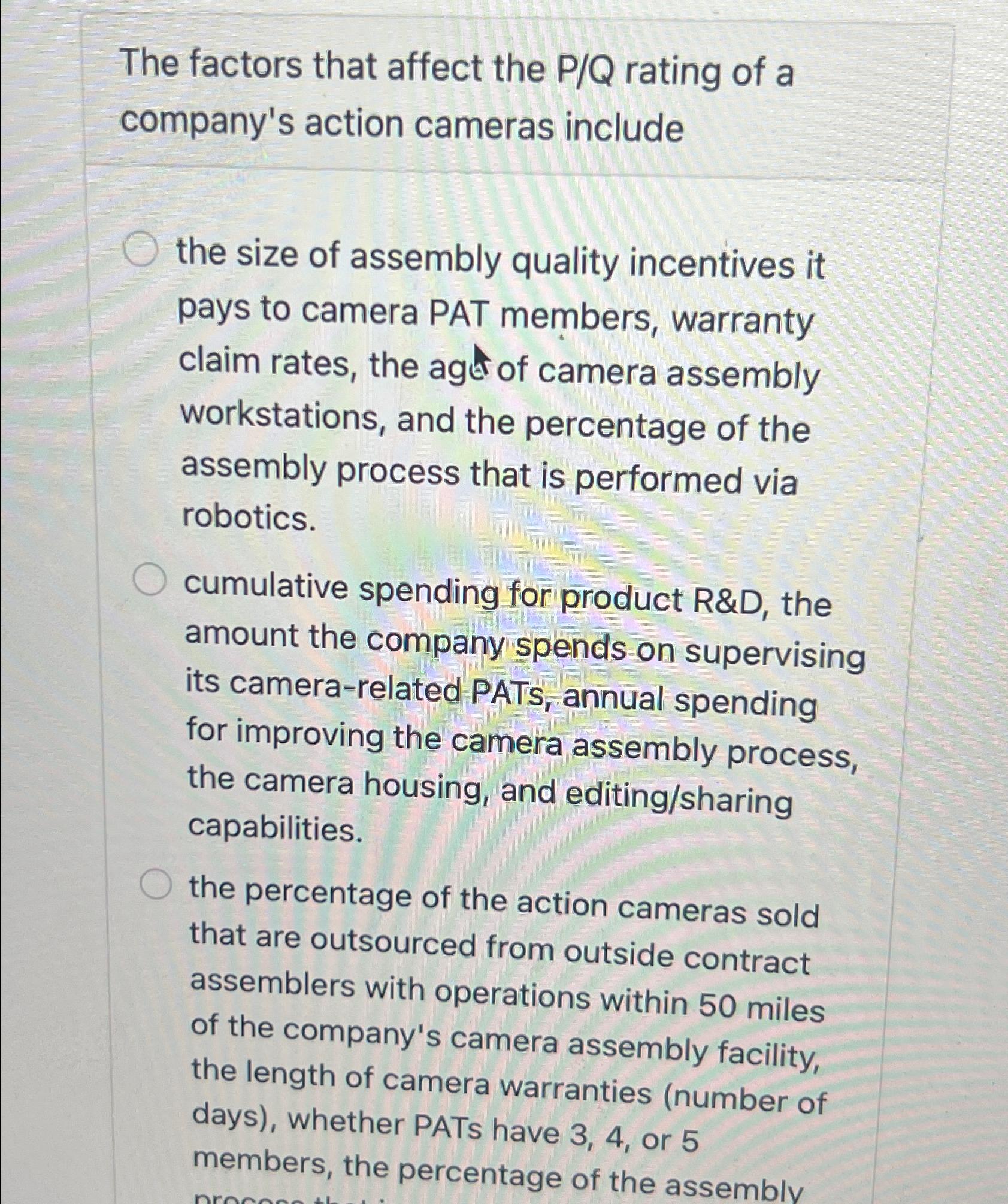 Solved The factors that affect the P/Q rating of a company's | Chegg.com