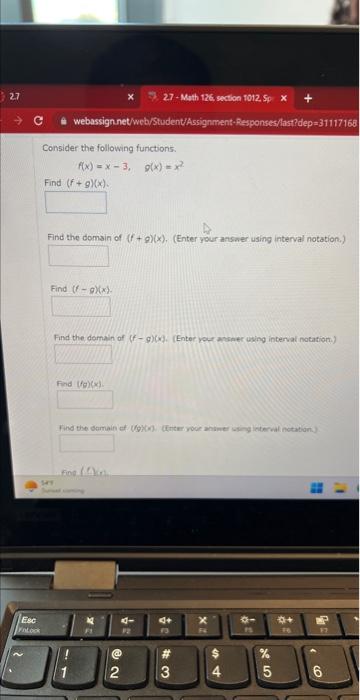 Solved Consider the following functions. f(x)=x−3,g(x)=x2 | Chegg.com