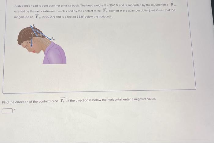 Solved A student's head is bent over her physics book. The | Chegg.com