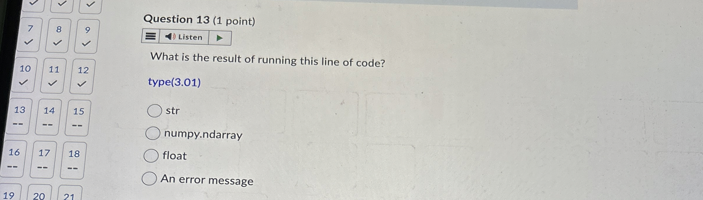 Solved Question 13 (1 ﻿point)What is the result of running | Chegg.com
