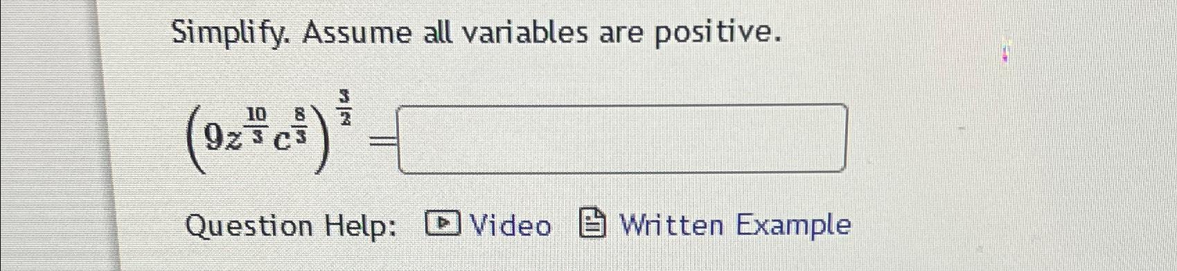 Solved Simplify. Assume all variables are | Chegg.com