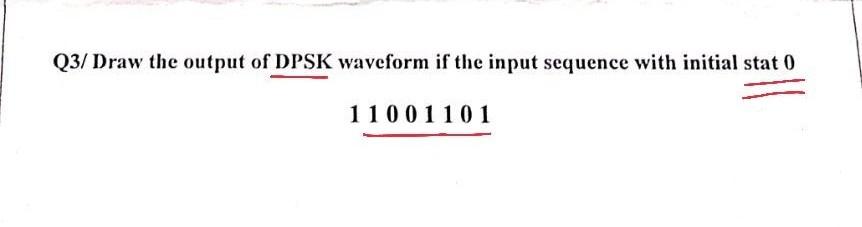 Solved Q3/Draw the output of DPSK waveform if the input | Chegg.com