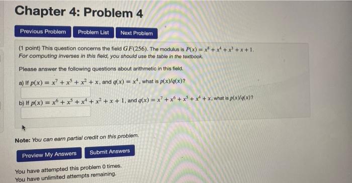 Solved Chapter 4: Problem 4 Previous Problem Problern List | Chegg.com