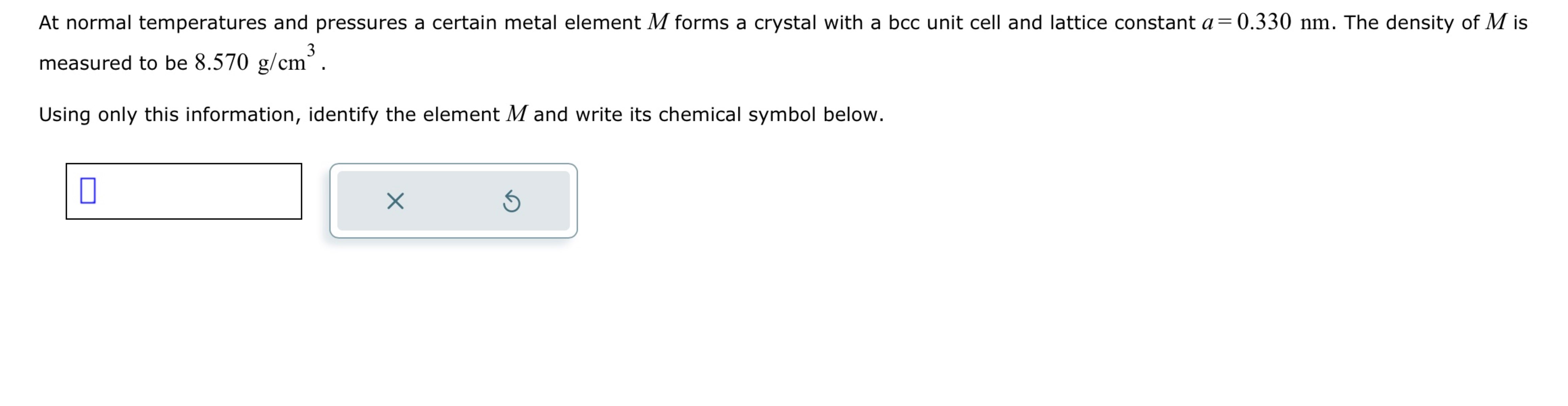 Solved At normal temperatures and pressures a certain metal | Chegg.com