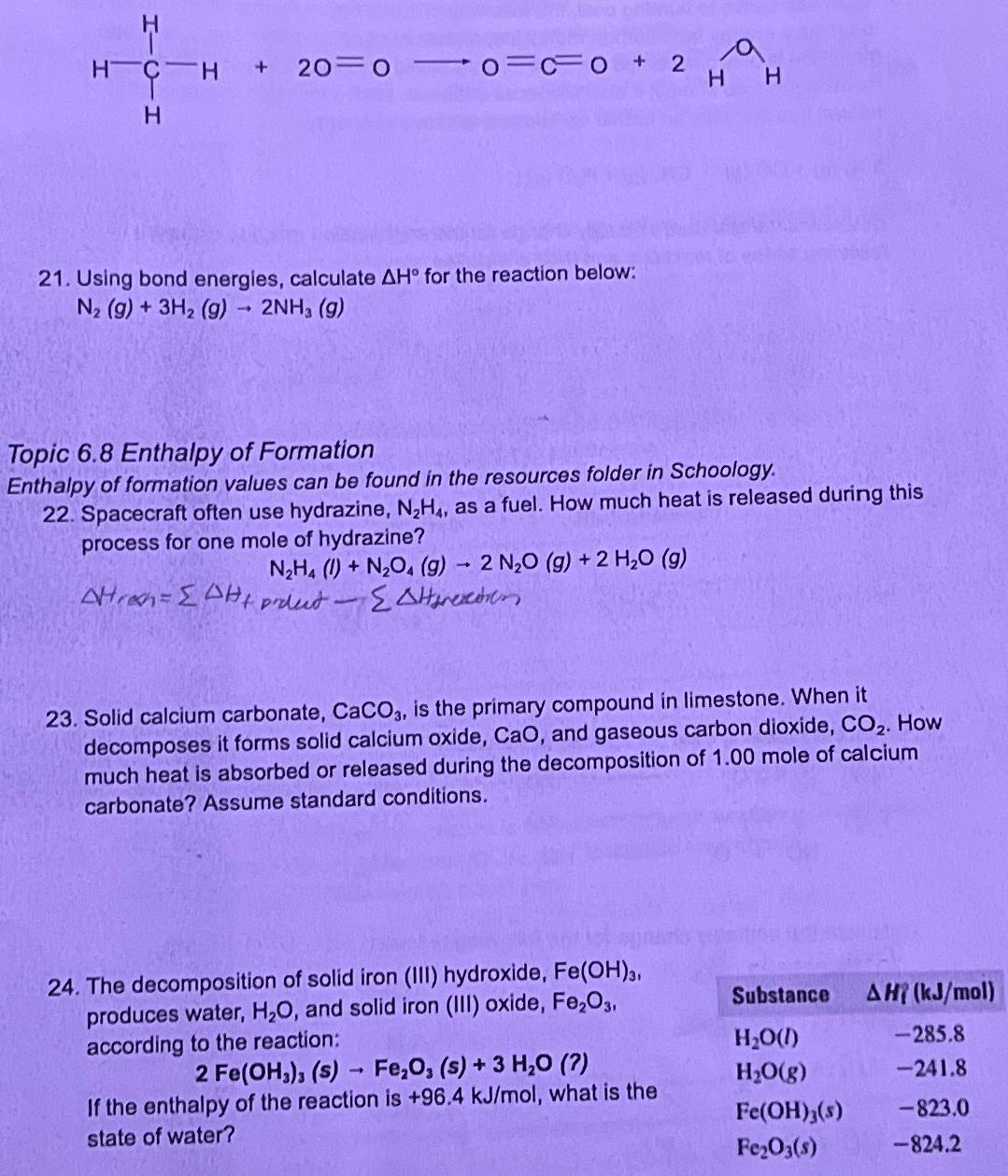 Solved Using bond energies, calculate \\\\Delta H\\\\deg | Chegg.com