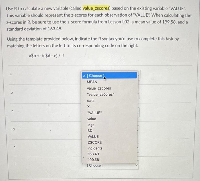 Solved Use R to calculate a new variable (called value_dev) | Chegg.com