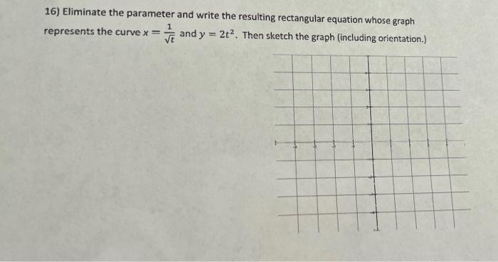 Solved 16) Eliminate the parameter and write the resulting | Chegg.com