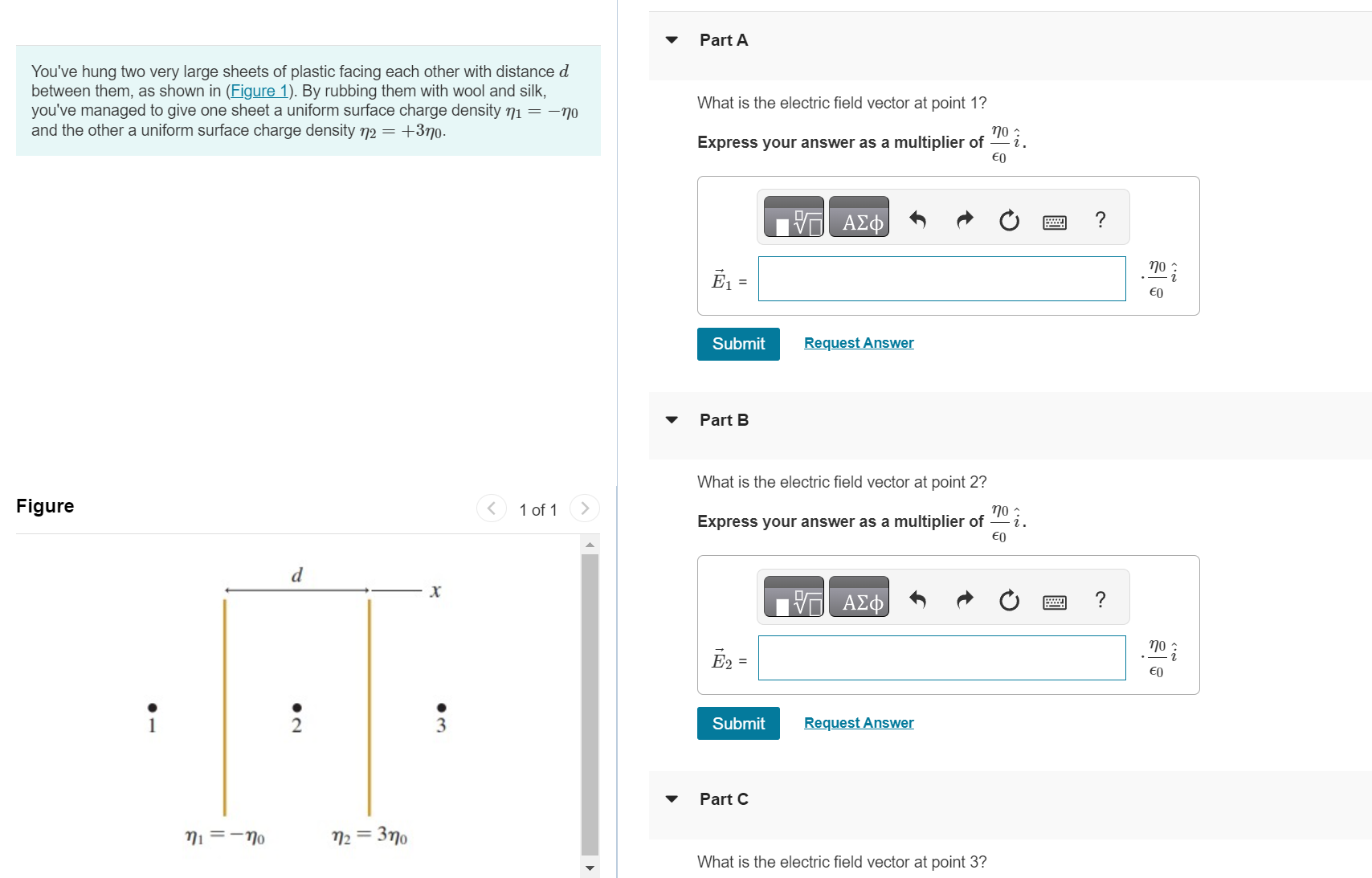 Solved You've hung two very large sheets of plastic facing | Chegg.com