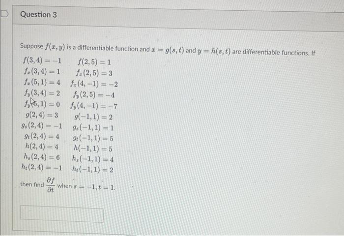 Solved Suppose f(x,y) is a differentiable function and | Chegg.com
