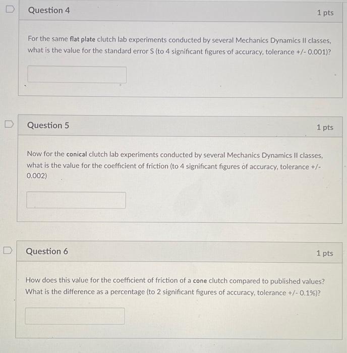 Solved For the same flat plate clutch lab experiments | Chegg.com