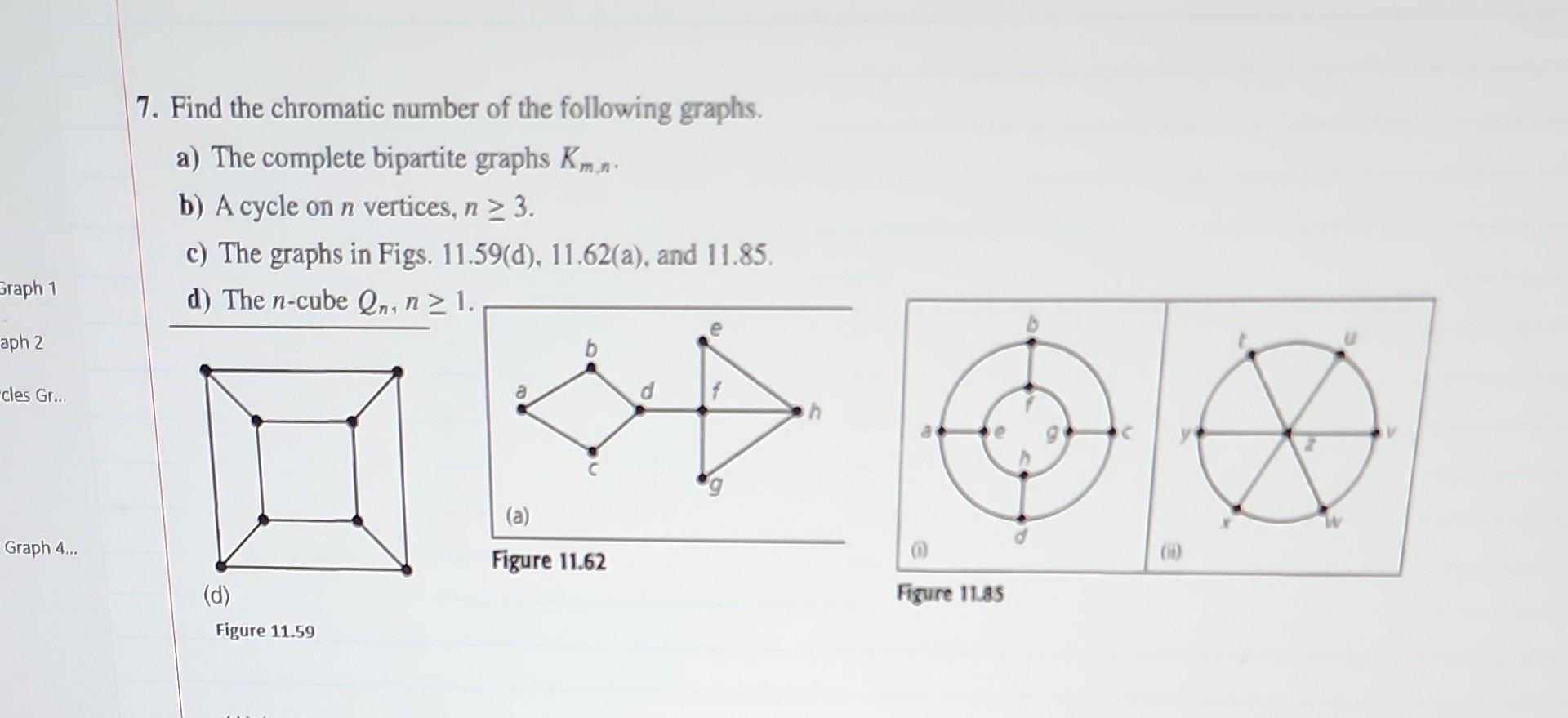 7 Find The Chromatic Number Of The Following Graphs