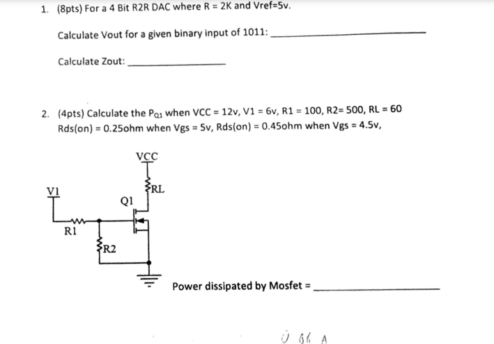 Solved (8pts) ﻿For a 4 ﻿Bit R2R DAC where R=2K ﻿and Vref | Chegg.com