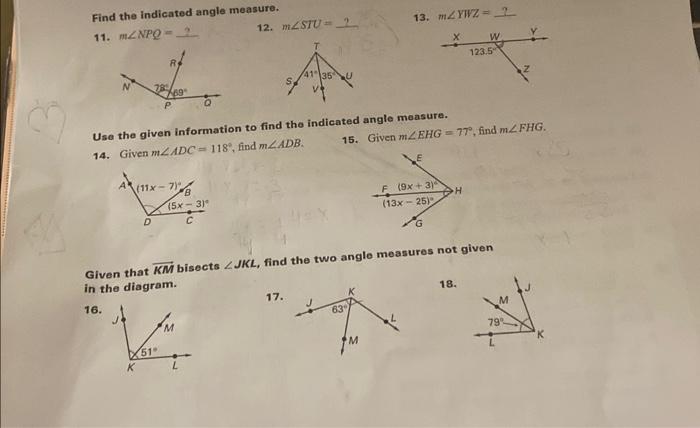 Solved Find the indicated angle measure. 11. m∠NPQ=? 12. | Chegg.com