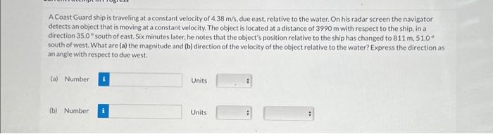 Solved A Coast Guard ship is traveling at a constant | Chegg.com