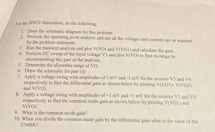Solved rigure 1.For the SPICE Simulation, do the following: | Chegg.com