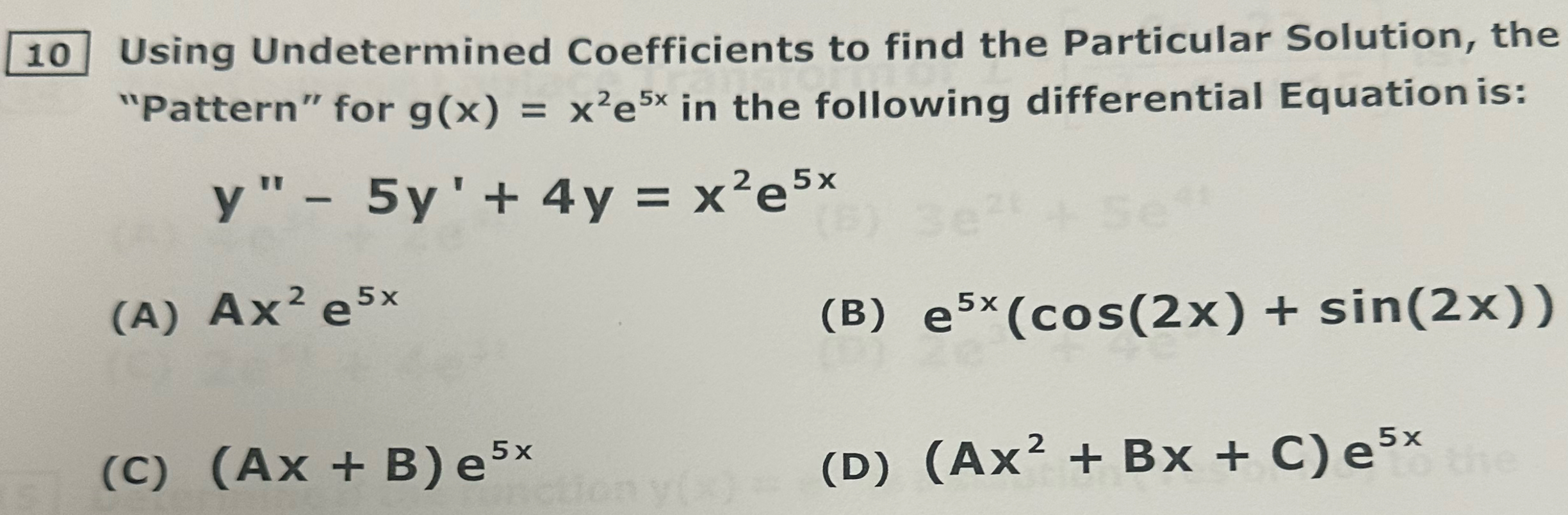 Solved 10 ﻿Using Undetermined Coefficients to find the | Chegg.com