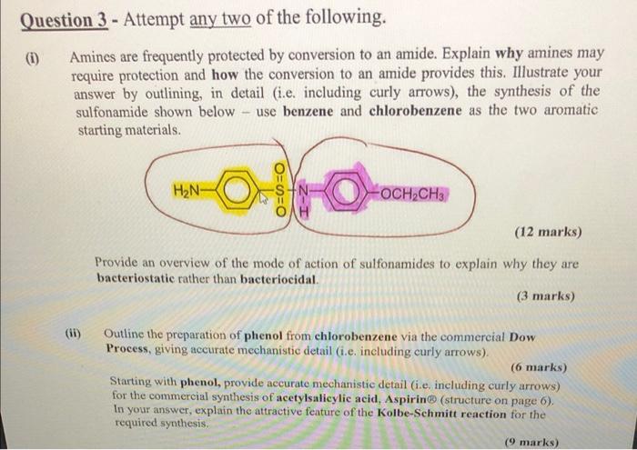 Solved Question 3 - Attempt any two of the following. (i) | Chegg.com