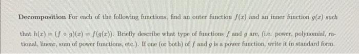 Solved Decomposition For each of the following functions, | Chegg.com
