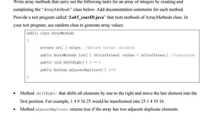 Solved Write array methods that carry out the following | Chegg.com