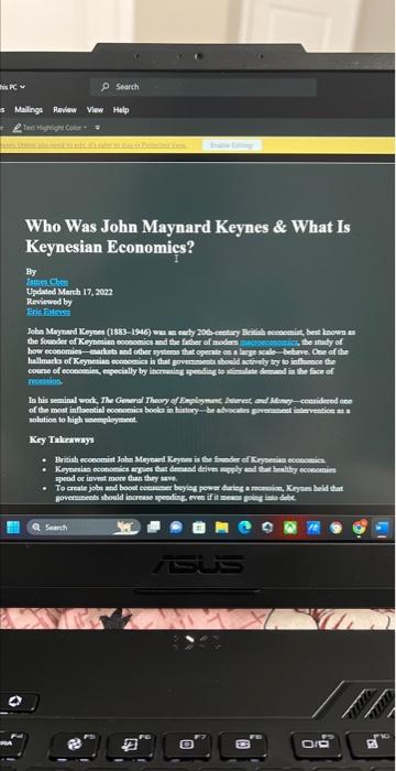 Solved Who Was John Maynard Keynes \& What Is Keynesian | Chegg.com
