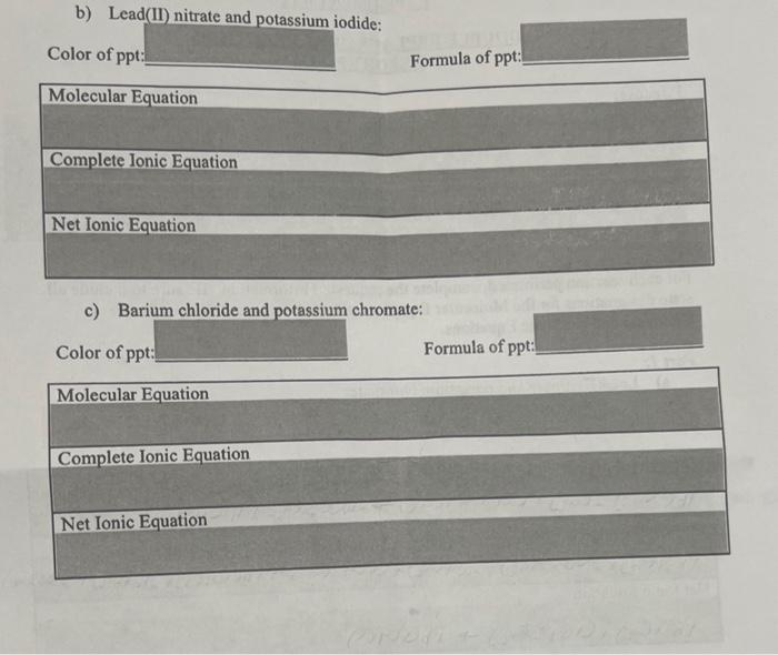 Solved b) Lead(II) nitrate and potassium iodide: Color of | Chegg.com