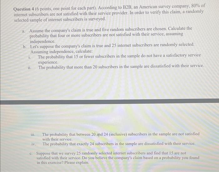 Solved Question 4 6 Points One Point For Each Part